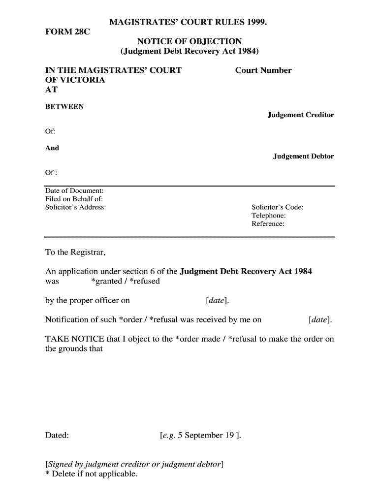 Fillable Online NOTICE OF OBJECTION Fax Email Print - pdfFiller