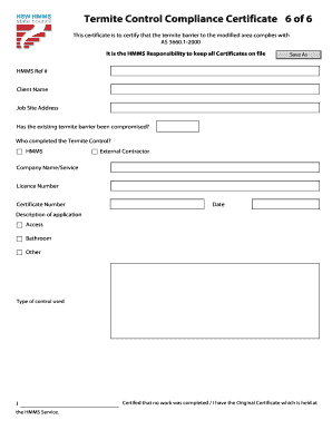 Fillable Online nswhmms org Termite Control Compliance bCertificateb 6 ...