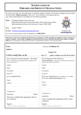 Fillable Online Firearms Form CambsNFSGT - Cambridgeshire Constabulary ...