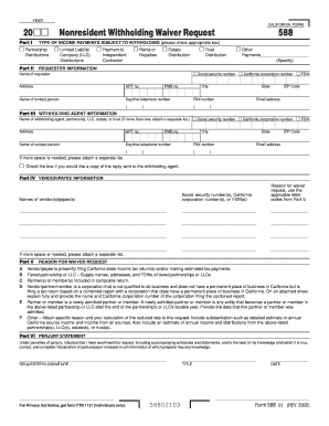 Fillable Online lindsay k12 ca Form 588 - 2002 Nonresident Withholding ...