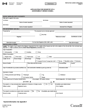 Fillable Online Form 17 - application for registry of a government ...