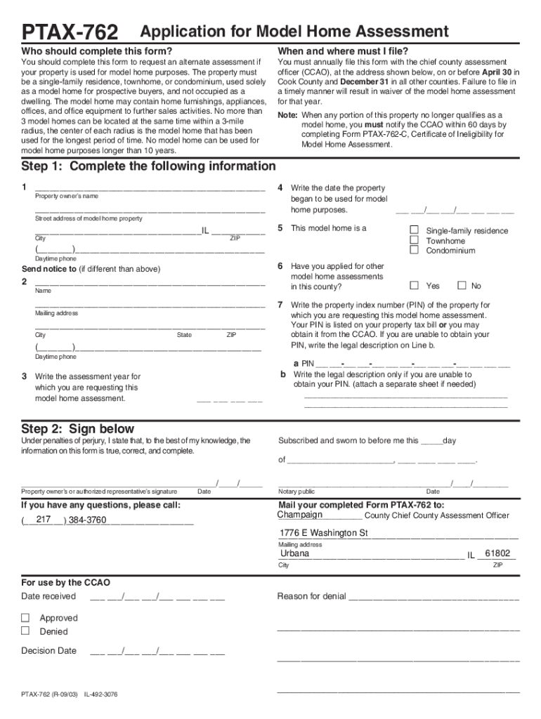 Fillable Online Application for Model Home Assessment Fax Email Print ...