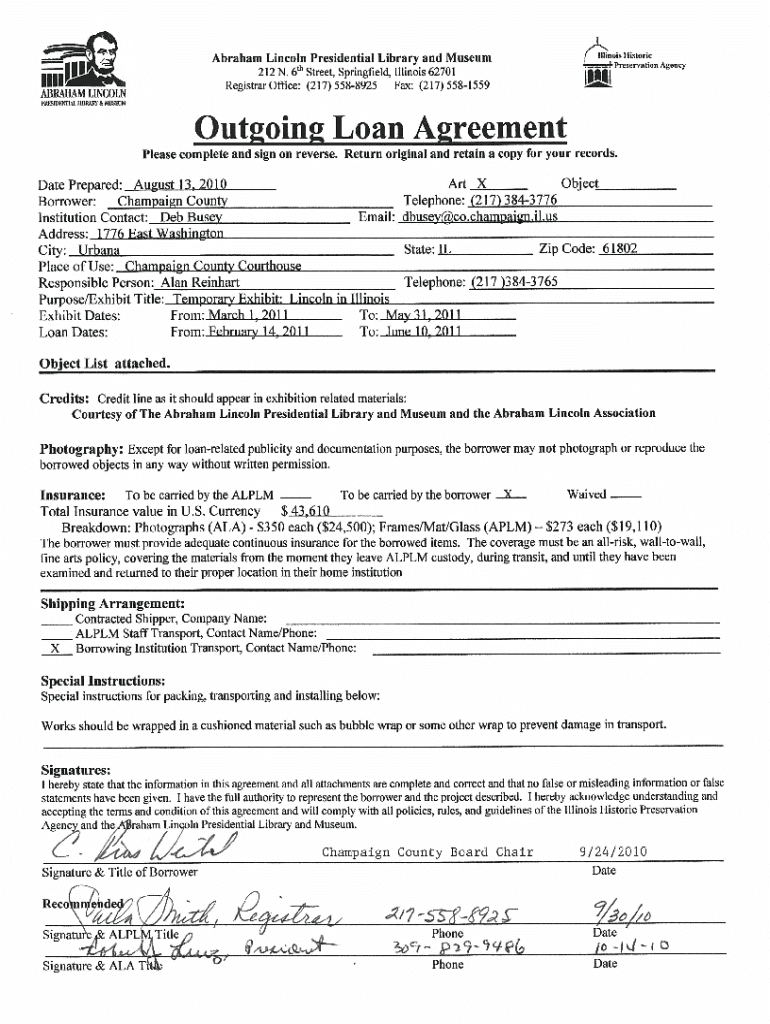 Fillable Online Outgoing Loan Agreement Fax Email Print - pdfFiller