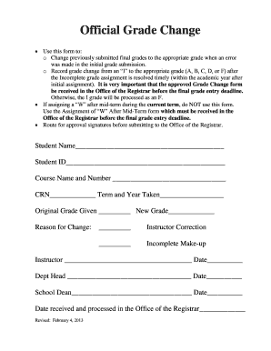 Fillable Online abac Official Grade Change Form - abac Fax Email Print ...