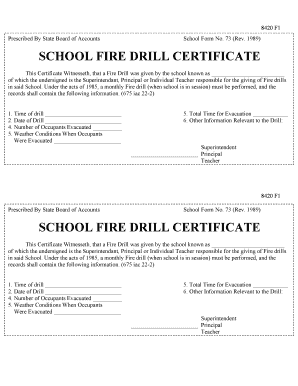 Fillable Online School fire drill bcertificateb school fire drill ...