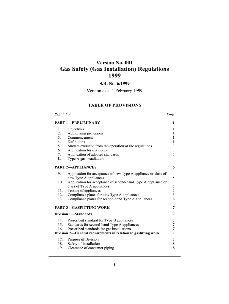 Fillable Online Gas Safety (Gas Installation) Regulations 1999 Fax ...