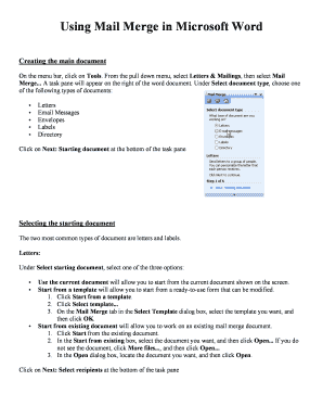 Fillable Online Creating the main document Fax Email Print - pdfFiller