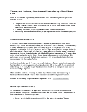 Fillable Online Voluntary and Involuntary Commitment of Persons During ...