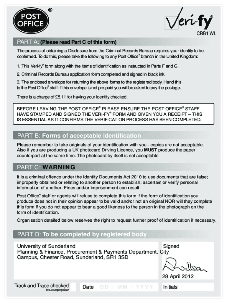 Fillable Online Criminal Records Bureau Disclosure Verification Fax ...