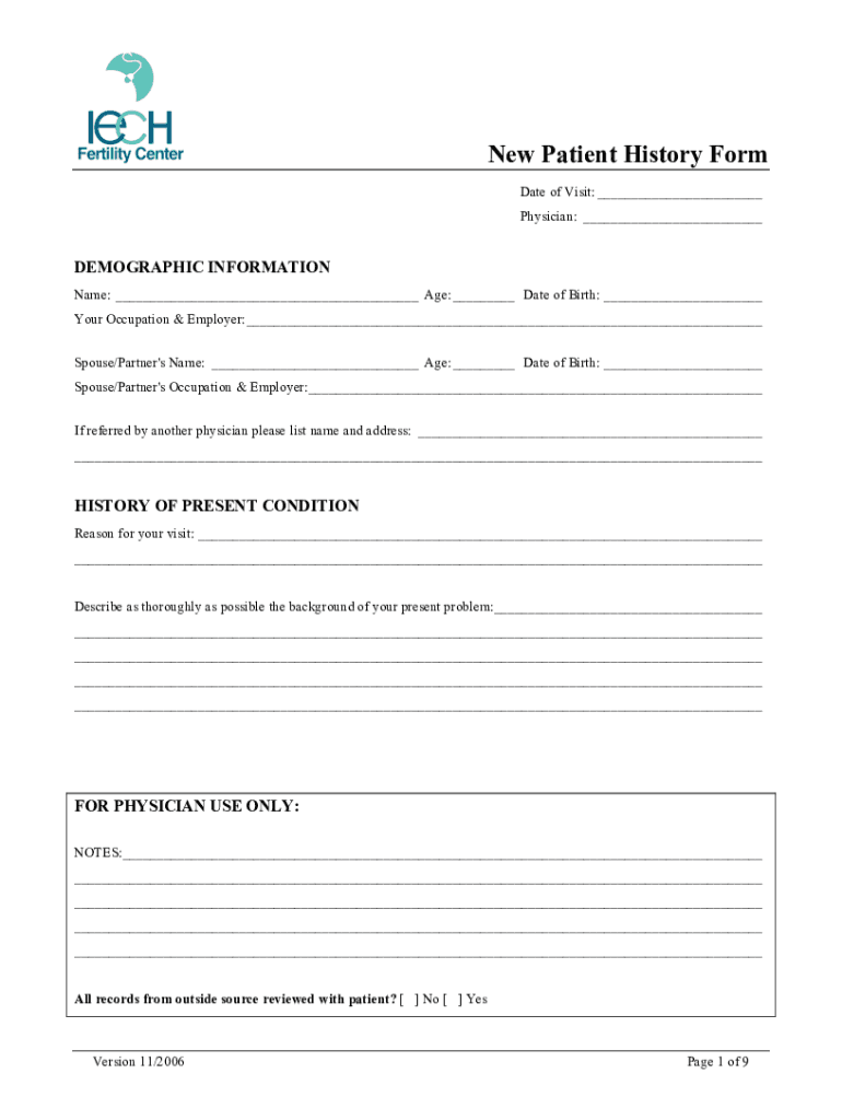 Fillable Online New Patient History Form Fax Email Print - pdfFiller