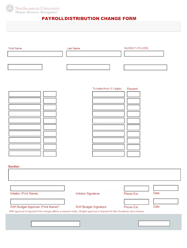Fillable Online Payroll Distribution Change Form Fax Email Print ...