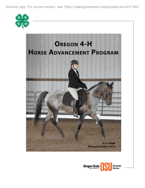 Fillable Online ir library oregonstate Oregon 4-H Horse Advancement ...
