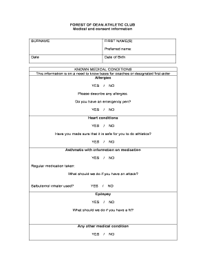 Fillable Online fodac org Medical and consent form - FODAC - fodac org ...