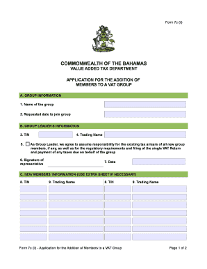Fillable Online inlandrevenue finance gov VAT Form No. 7c(ii) Join ...