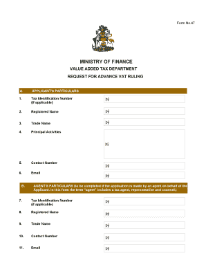 Fillable Online inlandrevenue finance gov VAT Form No. 47 Request for ...