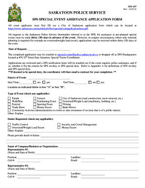 Fillable Online saskatoonpolice SP2-157 SPS Special Event Assistance ...
