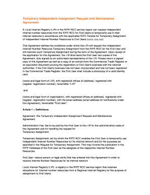 Fillable Online Temporary Independent Assignment Request and ...