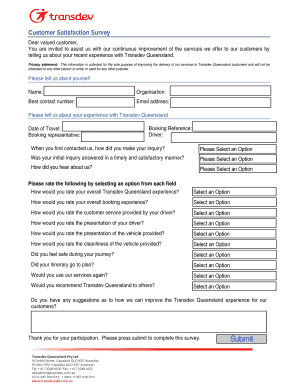 Fillable Online Charter Customer Feedback Form - Transdev Queensland ...