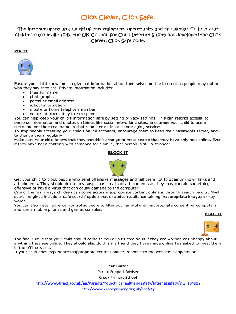 Fillable Online crookprimary org Click Clever Click Safe - Crook ...