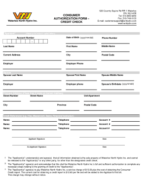 Fillable Online CONSUMER AUTHORIZATION FORM CREDIT CHECK " Fax Email ...