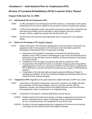 Fillable Online wiki literacytent Individualized Plan for Employment ...