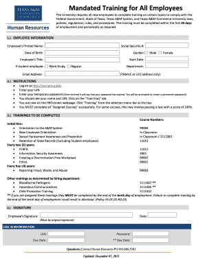 Fillable Online tamuc Mandated Training for All Employees Fax Email ...