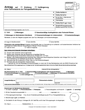 Ausfüllbar Online Formular zurcksetzen Formular drucken Antrag auf Erteilung Verlngerung einer ...