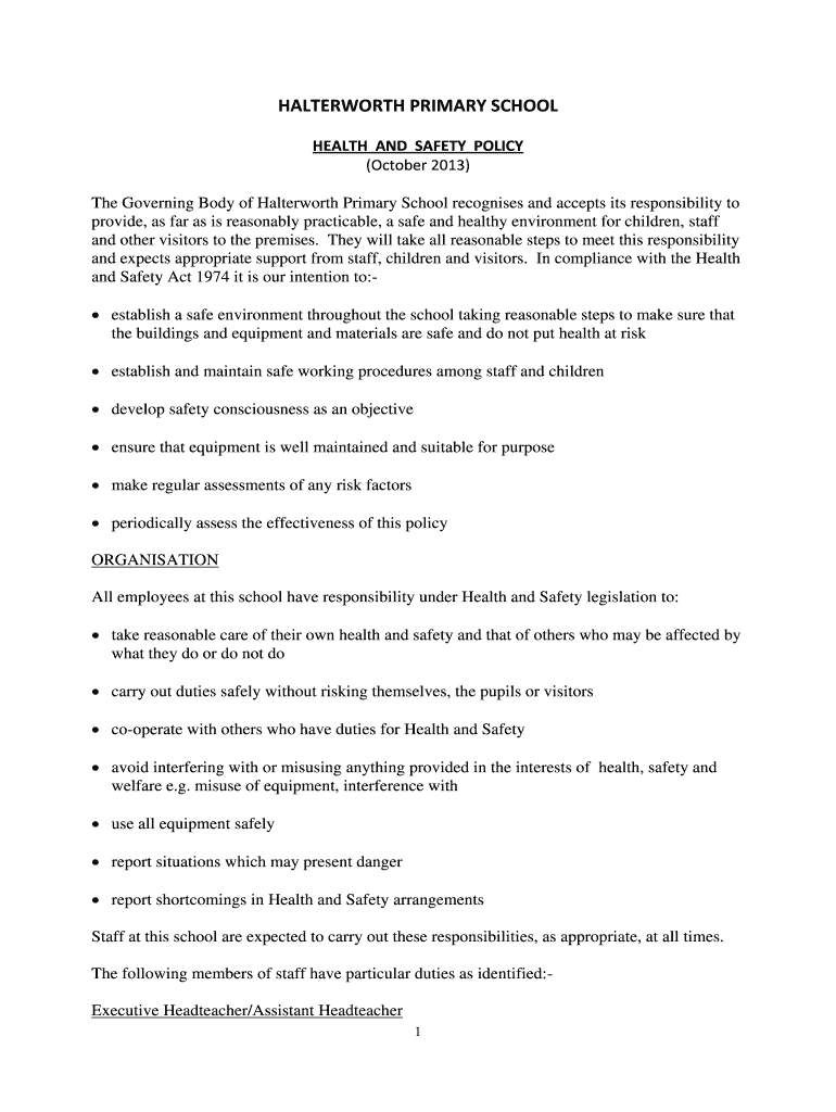 Fillable Online halterworth hants sch HALTERWORTH PRIMARY SCHOOL Fax Email Print - pdfFiller
