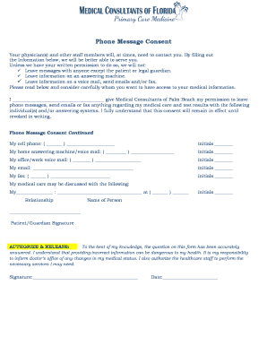Fillable Online Phone Message Consent - Medical Consultants of Florida ...