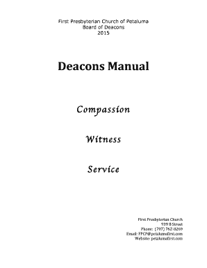 Fillable Online Deacons Manual 2015 Jan - First Presbyterian Church of ...