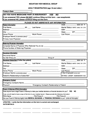 Fillable Online ADULT REGISTRATION (age 18 and older ) Fax Email Print - pdfFiller