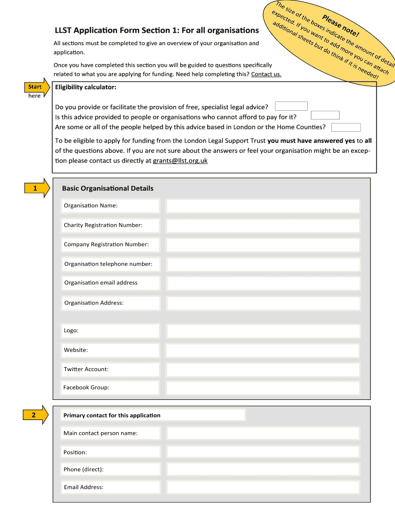 Fillable Online londonlegalsupporttrust org LLST Application Form ...