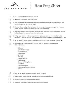 Fillable Online Host Prep Sheet Fax Email Print - pdfFiller