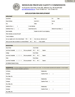 Fillable Online mopropanesc Employment Application. - Missouri Propane ...