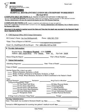 Fillable Online support providencehospital HOSPITAL RESTRAINT/SECLUSION ...