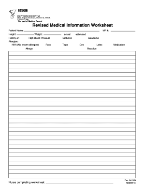 Fillable Online support providencehospital Revised Medical Information ...