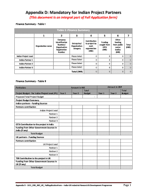 Fillable Online enterprise-europe-network Appendix D -Finance Form ...