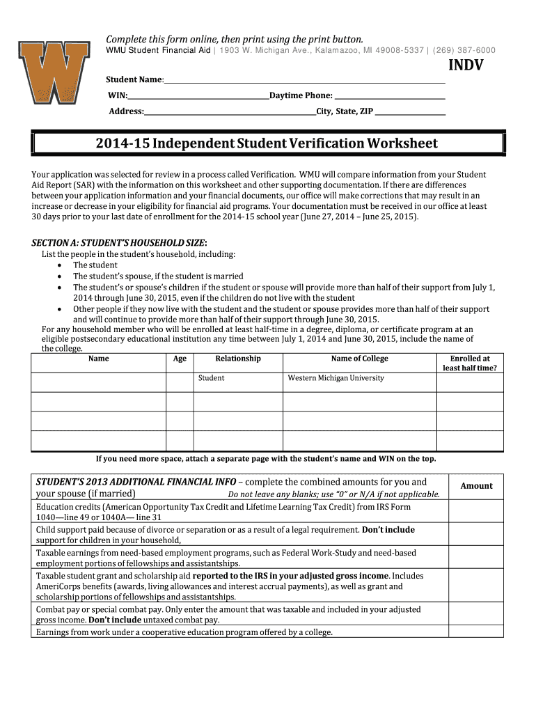 Fillable Online wmich WMU will compare information from your Student ...