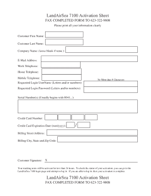 Fillable Online 7100 Activation Sheet - rmtrackingcom Fax Email Print ...