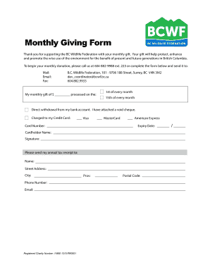 Fillable Online Monthly Giving Form - bbcwfbbnetb Fax Email Print ...