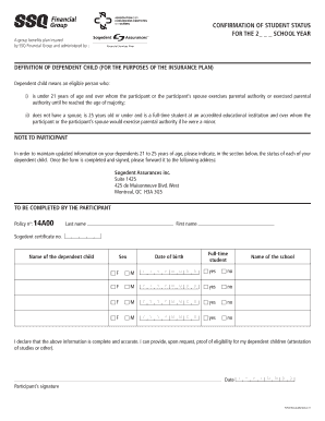 Fillable Online Confirmation of student status for the 2 sChool year ...