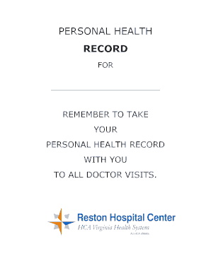 Fillable Online Reston Hospital Center - Personal Health Record Reston ...