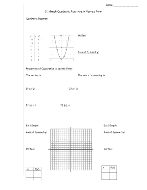 Fillable Online NAME 51 Graph Quadratic Functions in Vertex Form Fax ...