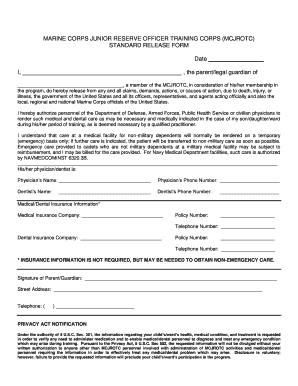 Fillable Online danielboonemarines MARINE CORPS JUNIOR RESERVE OFFICER ...