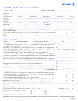 Fillable Online Combined Home Insurance Proposal Form - Allianz Broker ...