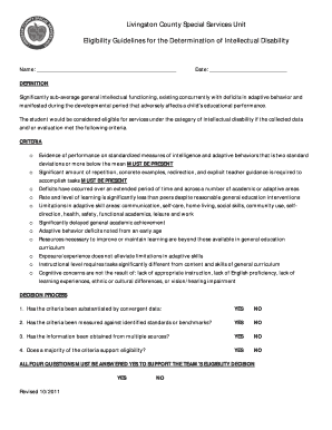 Fillable Online lcssu Intellectual Disability eligibility form ...