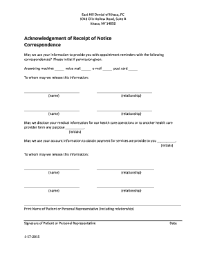Fillable Online acknowledgement of receipt of notice correspondencedocx ...