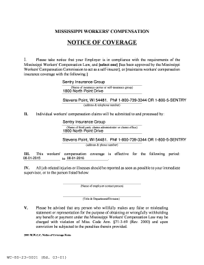 Fillable Online Mississippi Workers' Compensation Law, and select one ...