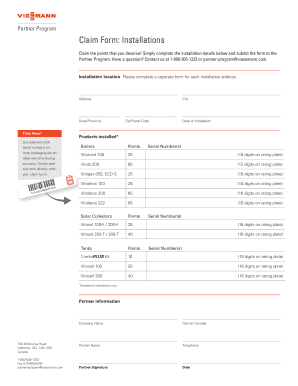 Fillable Online Claim Form Installations - bvitoteambbcomb Fax Email Print - pdfFiller