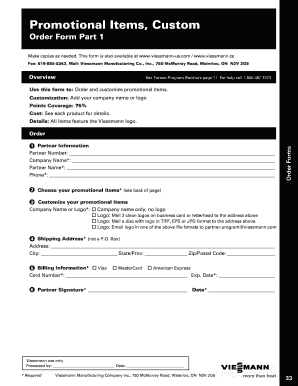 Fillable Online Order Form Promotional Items Custom Fax Email Print ...